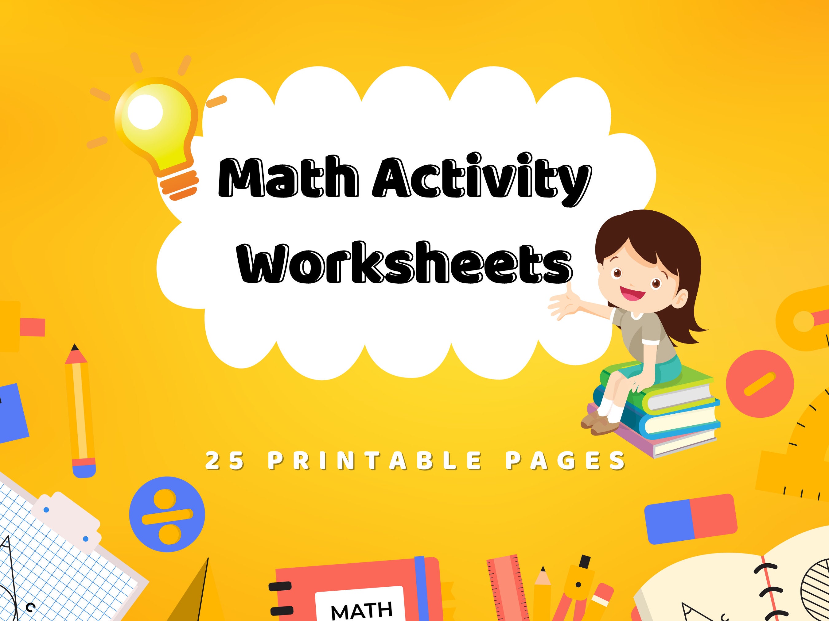 Math Activity Worksheets for Kindergarten and Preschool Black and White ...