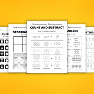 Math Activity Worksheets for Kindergarten and Preschool Black and White ...