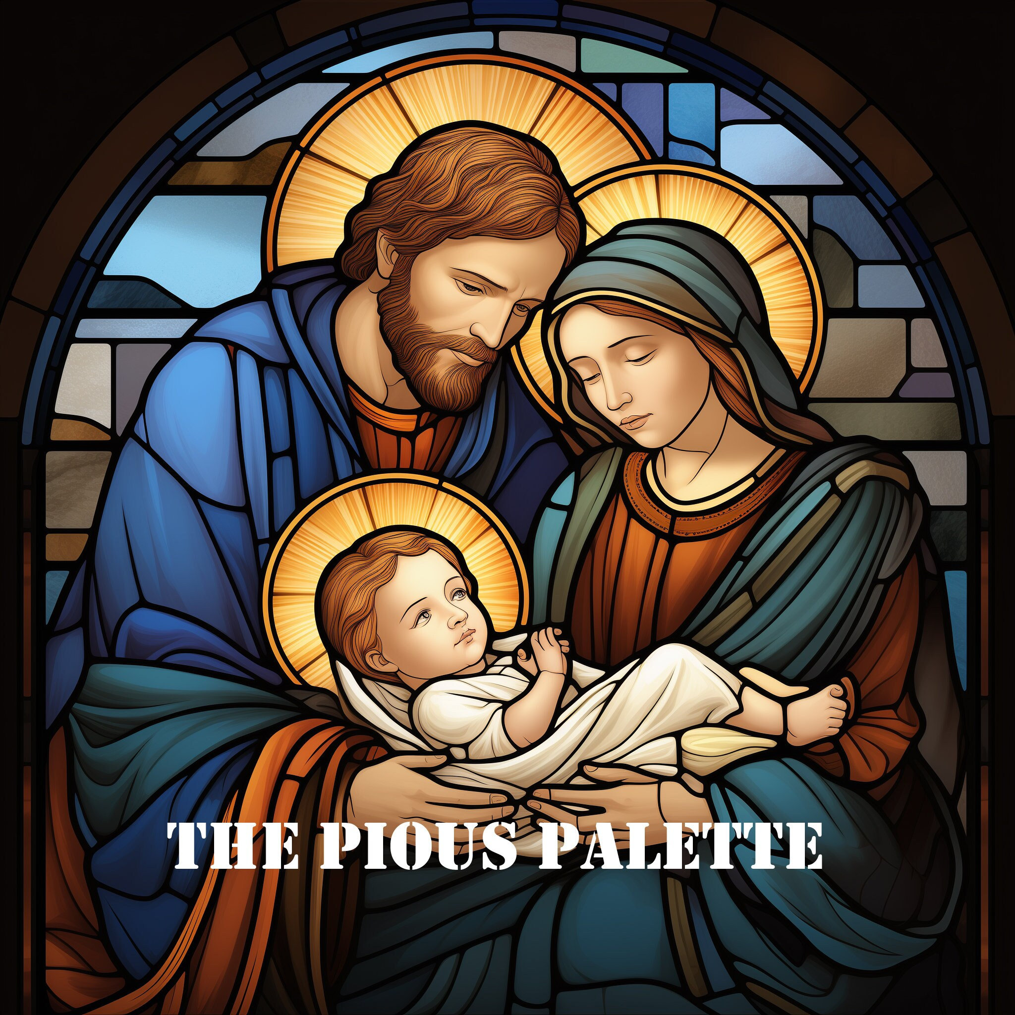 The Holy Family Stained Glass Art DIGITAL DOWNLOAD - Etsy