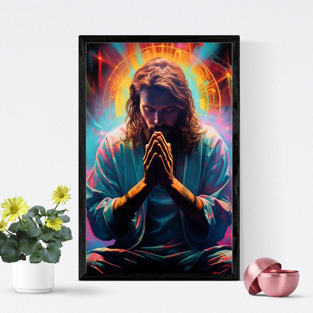 Jesus Praying Neon Light Art DIGITAL DOWNLOAD - Etsy