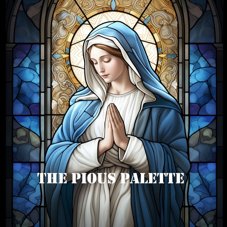 Virgin Mary Stained Glass Art DIGITAL DOWNLOAD - Etsy
