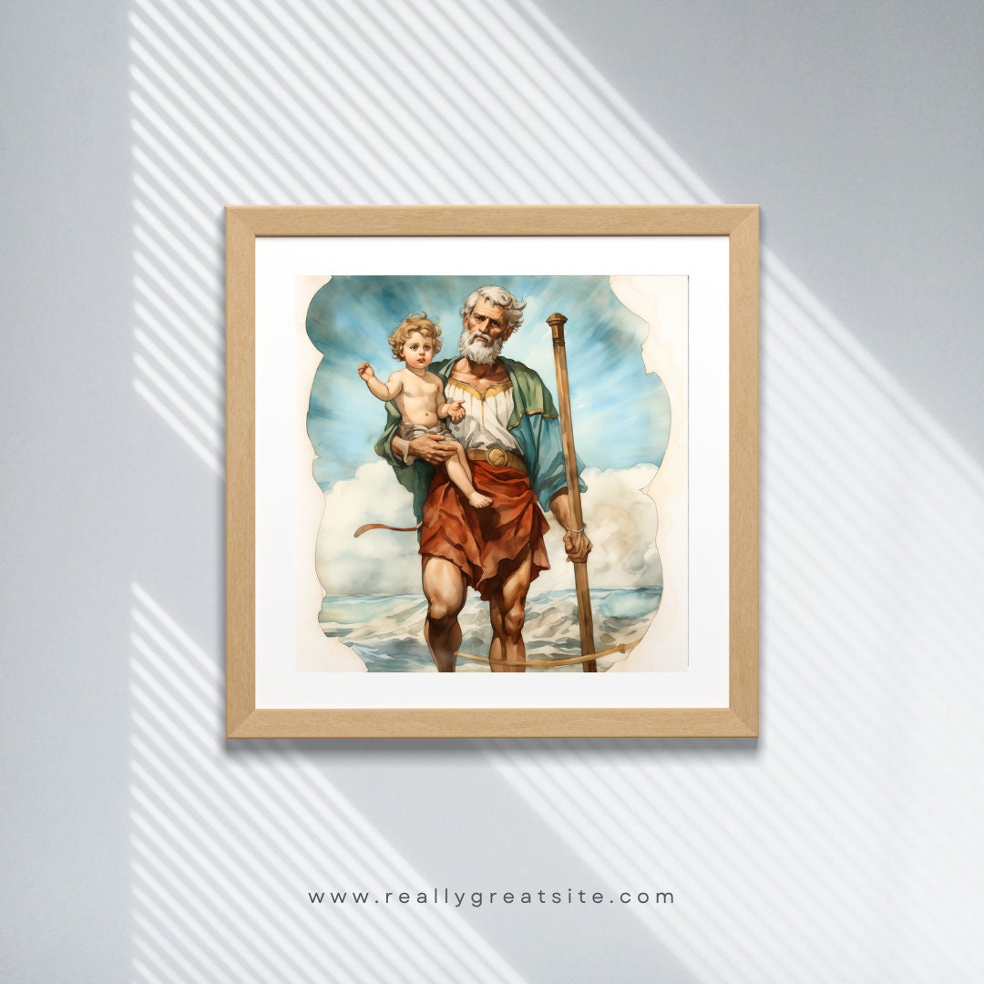 St. Christopher: Patron Saint of Travelers Watercolor DIGITAL DOWNLOAD ...