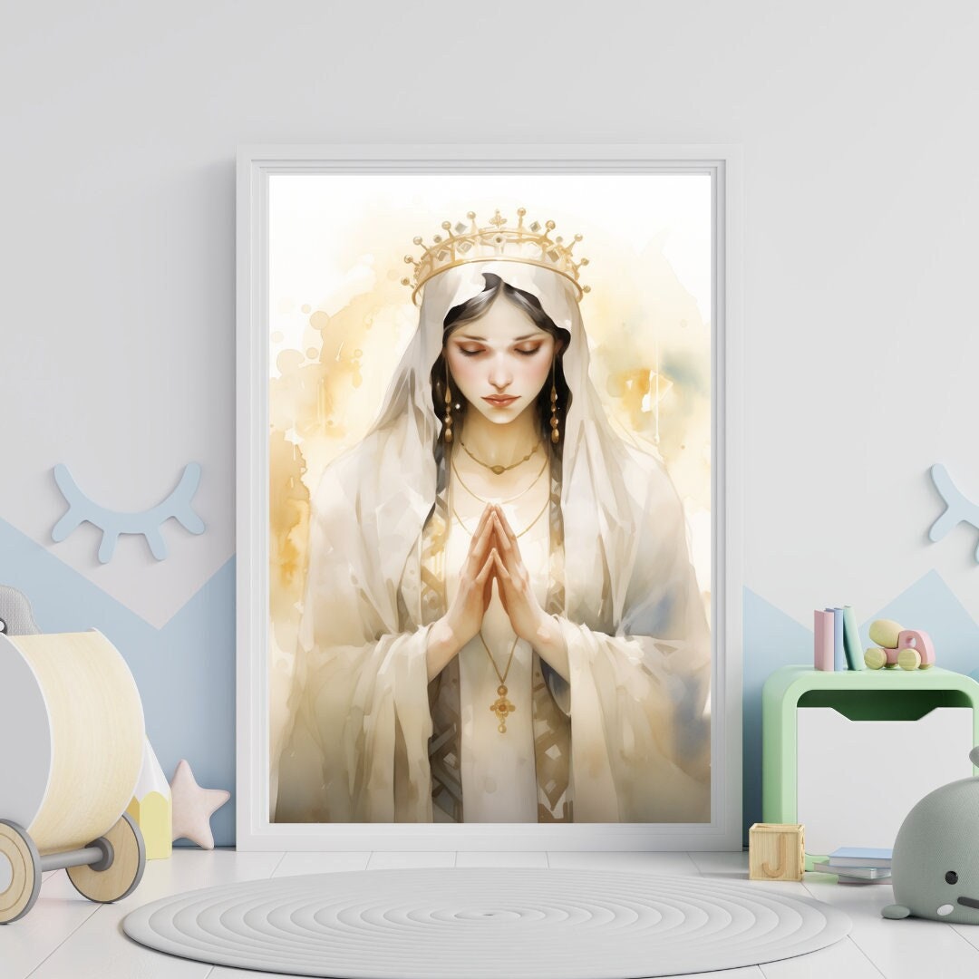 Virgin Mary Watercolor Version 2 Bel Art DIGITAL DOWNLOAD - Etsy
