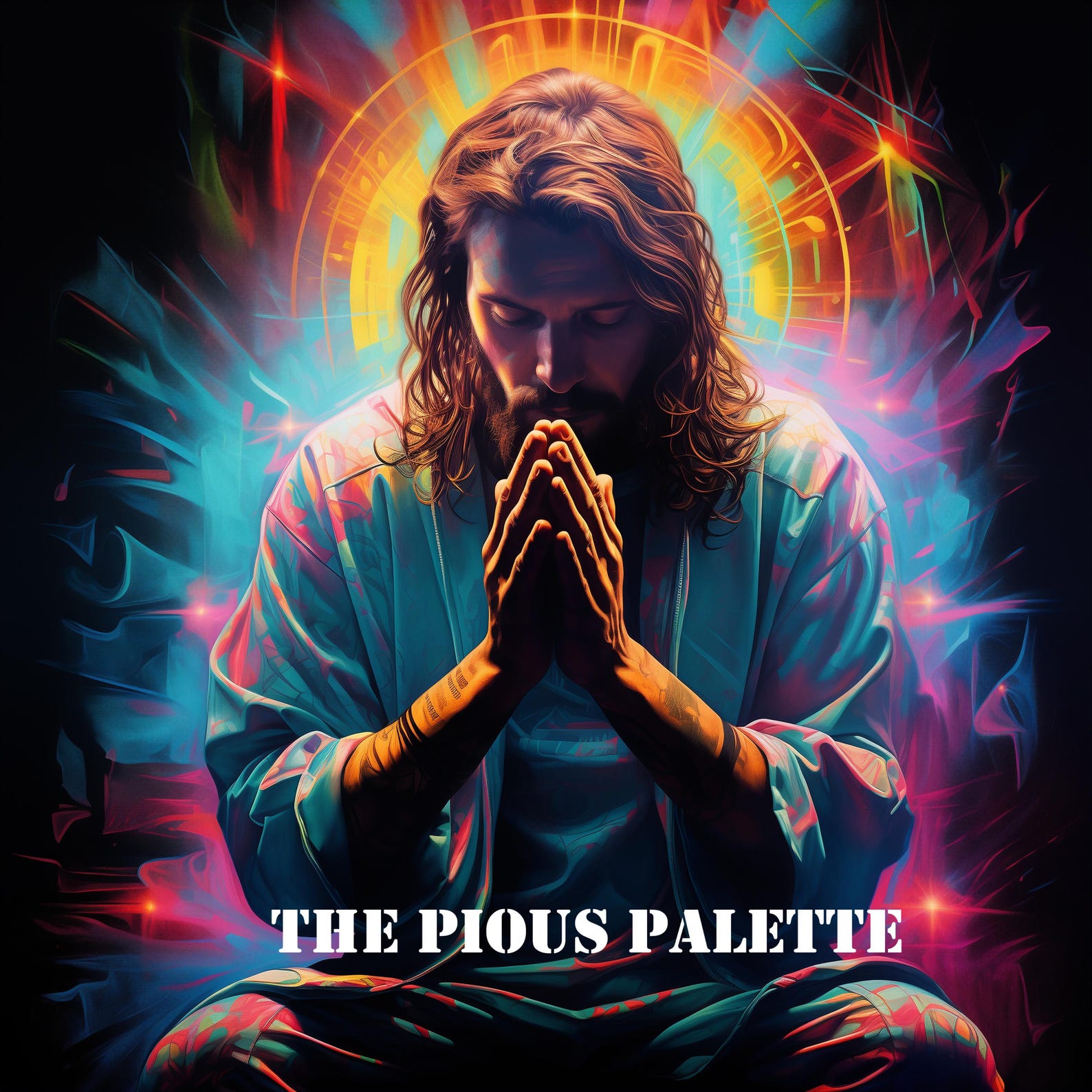 Jesus Praying Neon Light Art DIGITAL DOWNLOAD - Etsy
