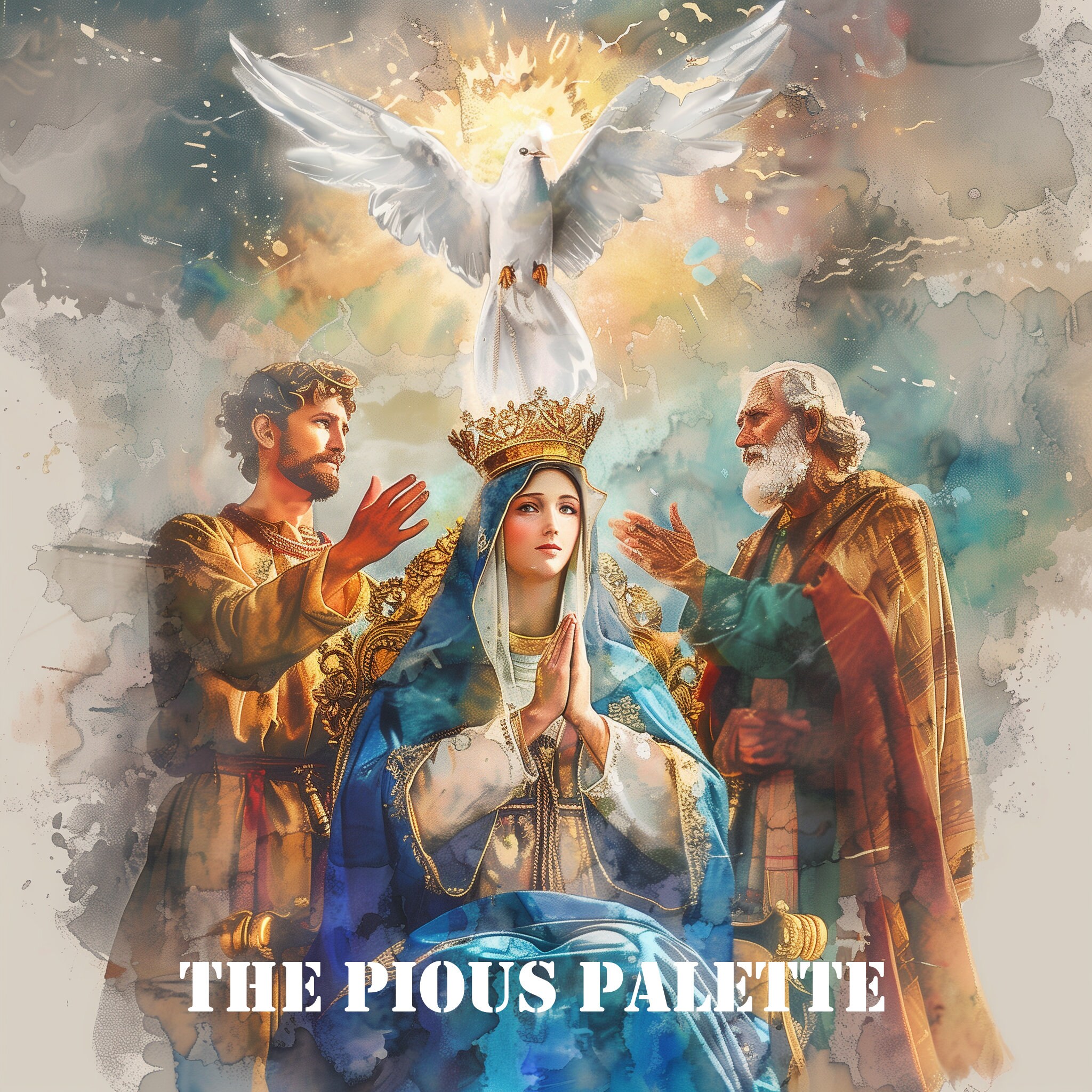 The Coronation of Our Lady as Queen of Heaven and Earth Watercolor ...