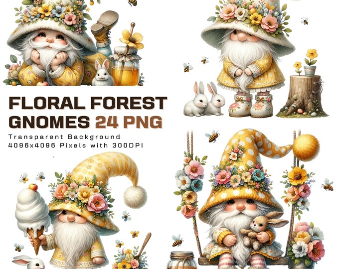 24 Jpgs, Mushroom Gnome Clipart Bundle,gnome Clipart,garden Gnome With ...