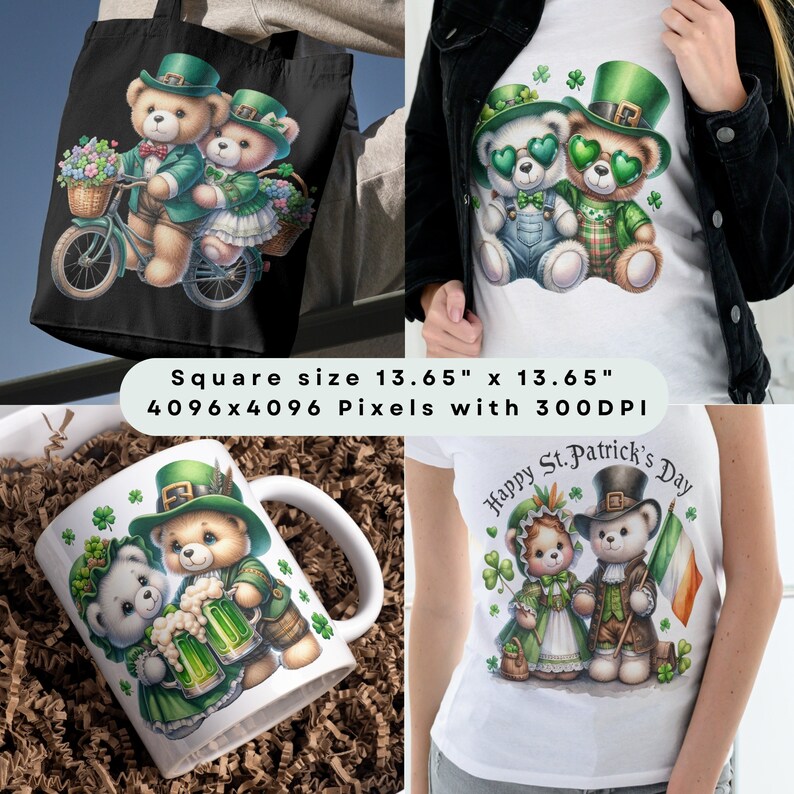 St Patrick Teddy Bear Clipart, Artful Watercolor Bear, Artful Bear Art ...