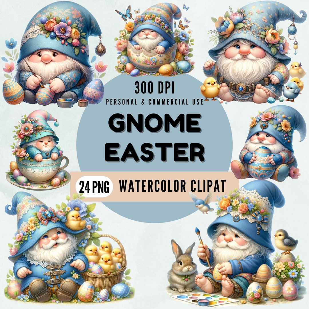 Easter Gnome Clipart , Easter Gnome Clip Art , Easter Gnome Water Color ...