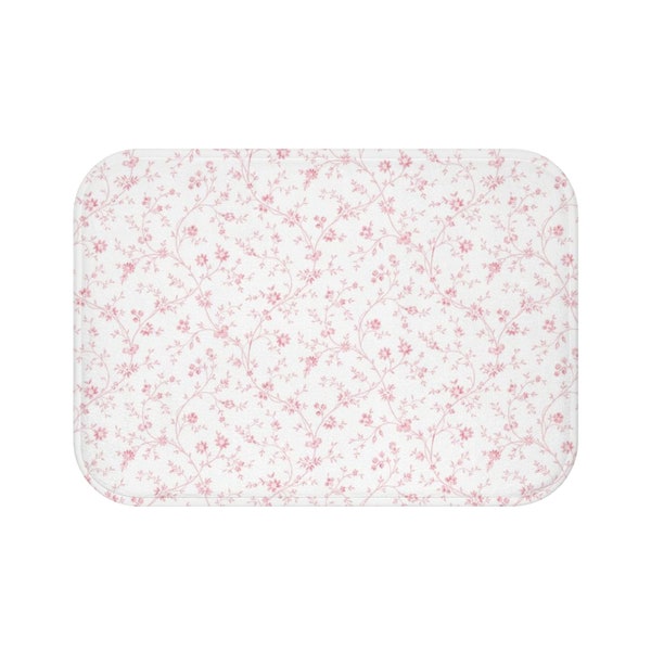 Pink Floral Bath Mat - Etsy