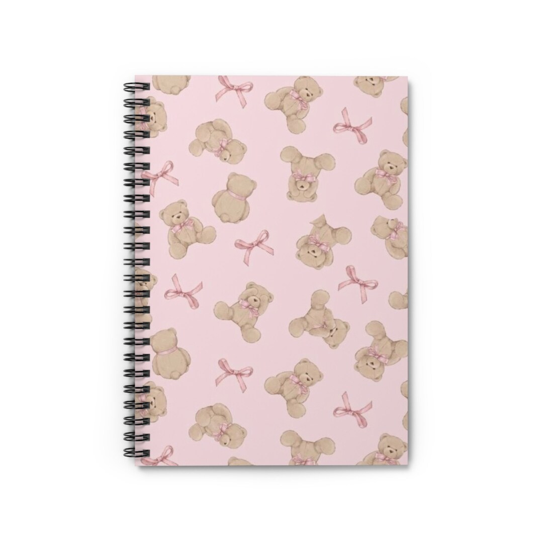 Cute Pink Coquette Pink Teddy Bear and Bows 6" X 8", 118-page Spiral ...