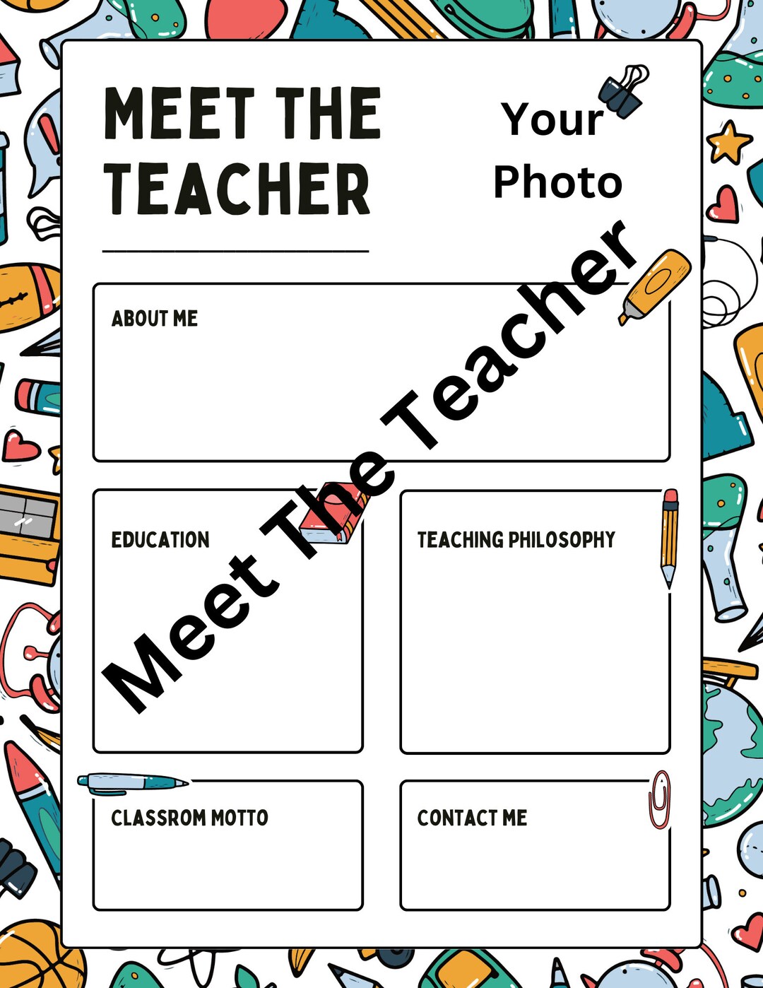 Meet the Teacher Digital Meet the Teacher Introduce - Etsy