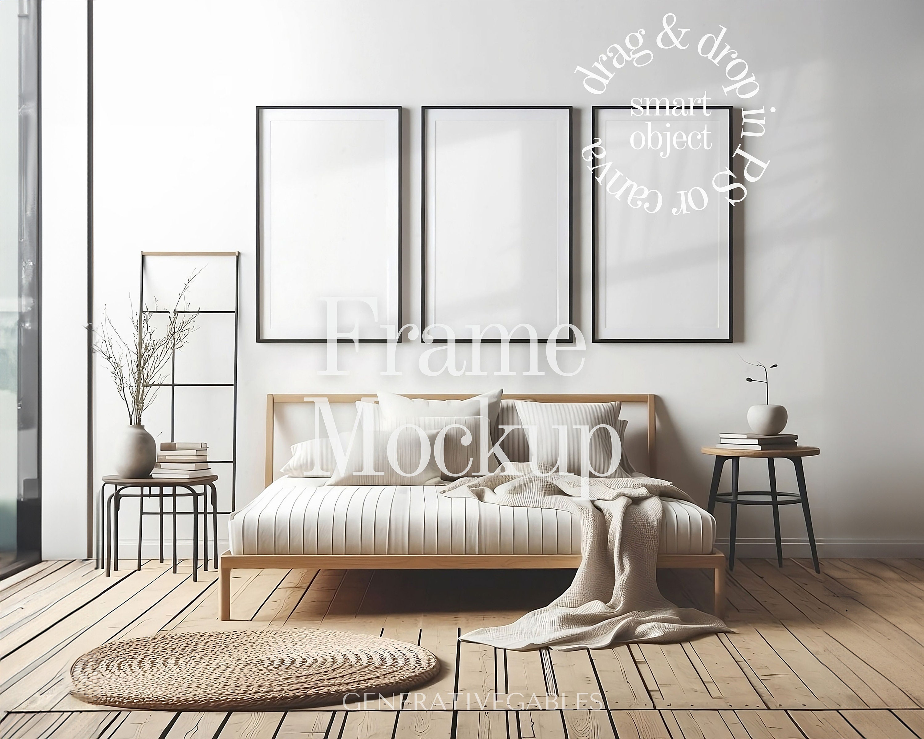 Canva & Photoshop Mock-up - 3 Framed Portraits - Etsy