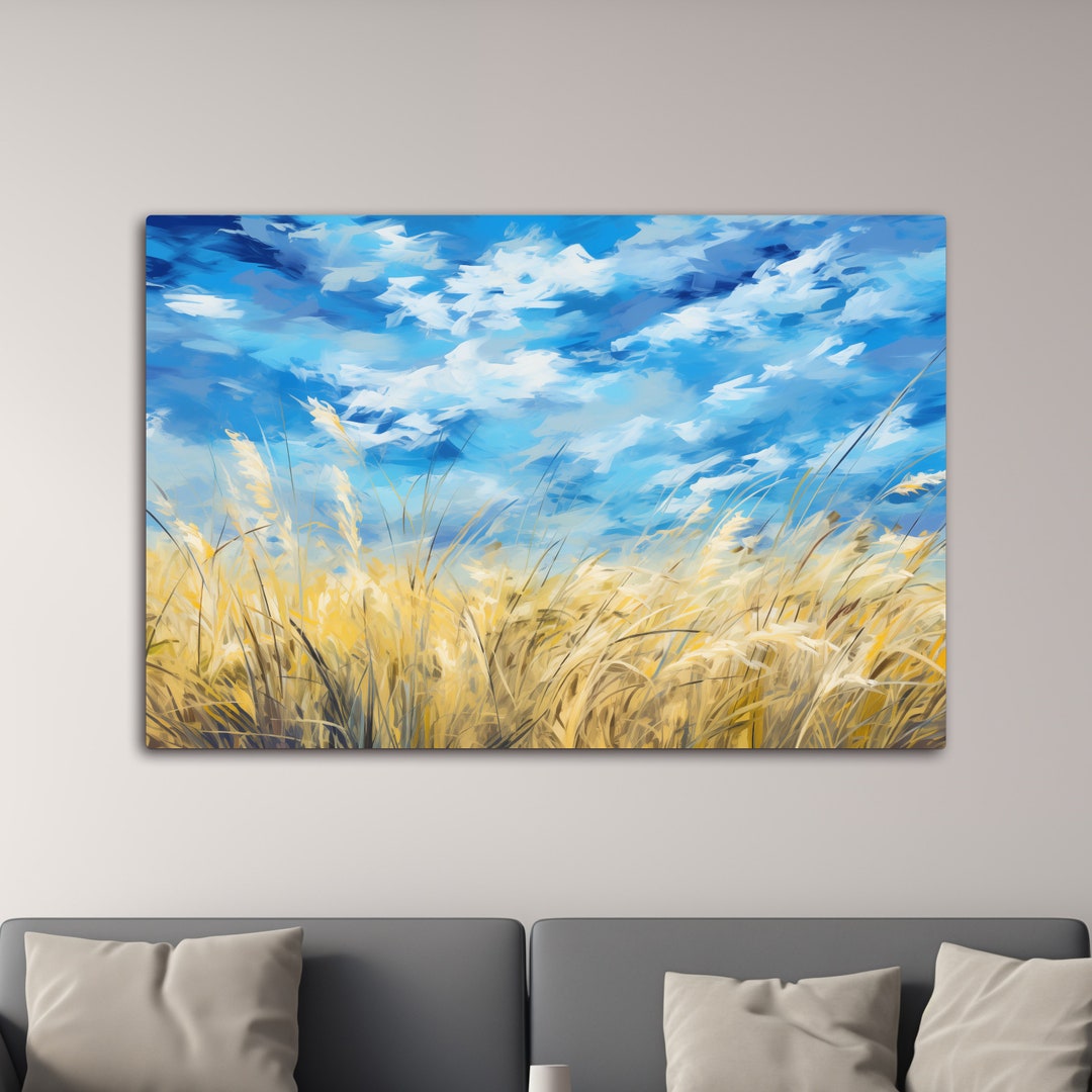 Prairie on a Beautiful Summer Day, Abstract Prairie With Blue Skies and ...
