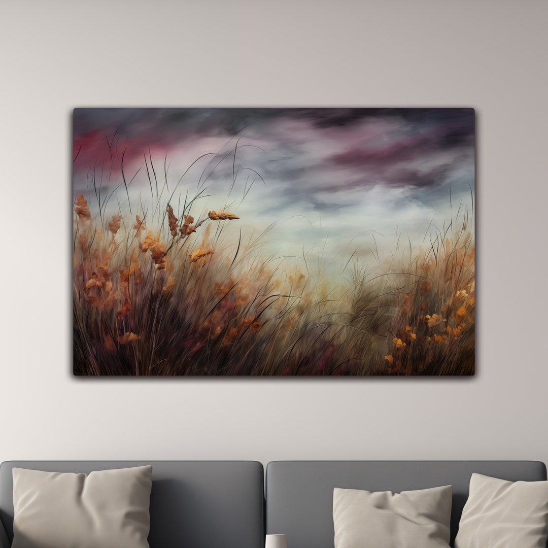 Prairie on a Stormy Day, Abstract Prairie Art, Dreamy Landscape ...