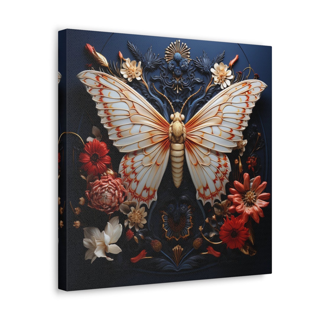 White and Gold Butterfly Wall Art, Gothic Moody Moth, Dark Themed ...