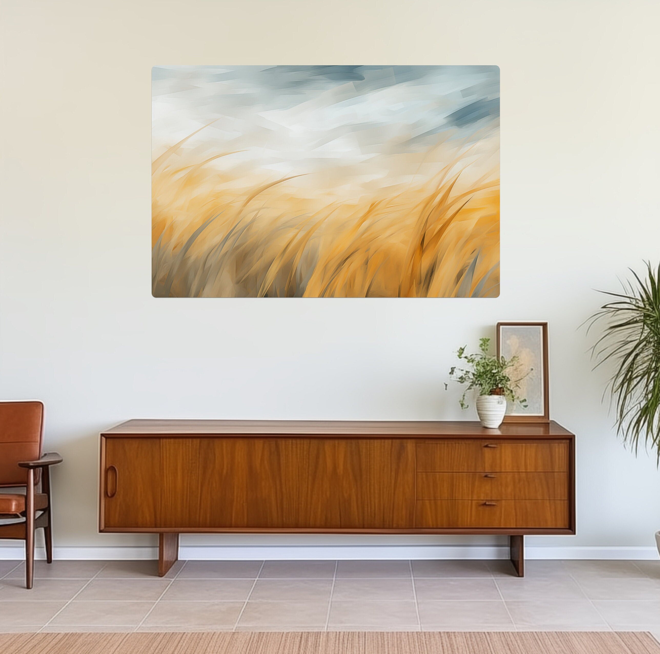 Abstract Wheat Filed on a Breezy Summer Day, Prairie Painting, Prairie ...