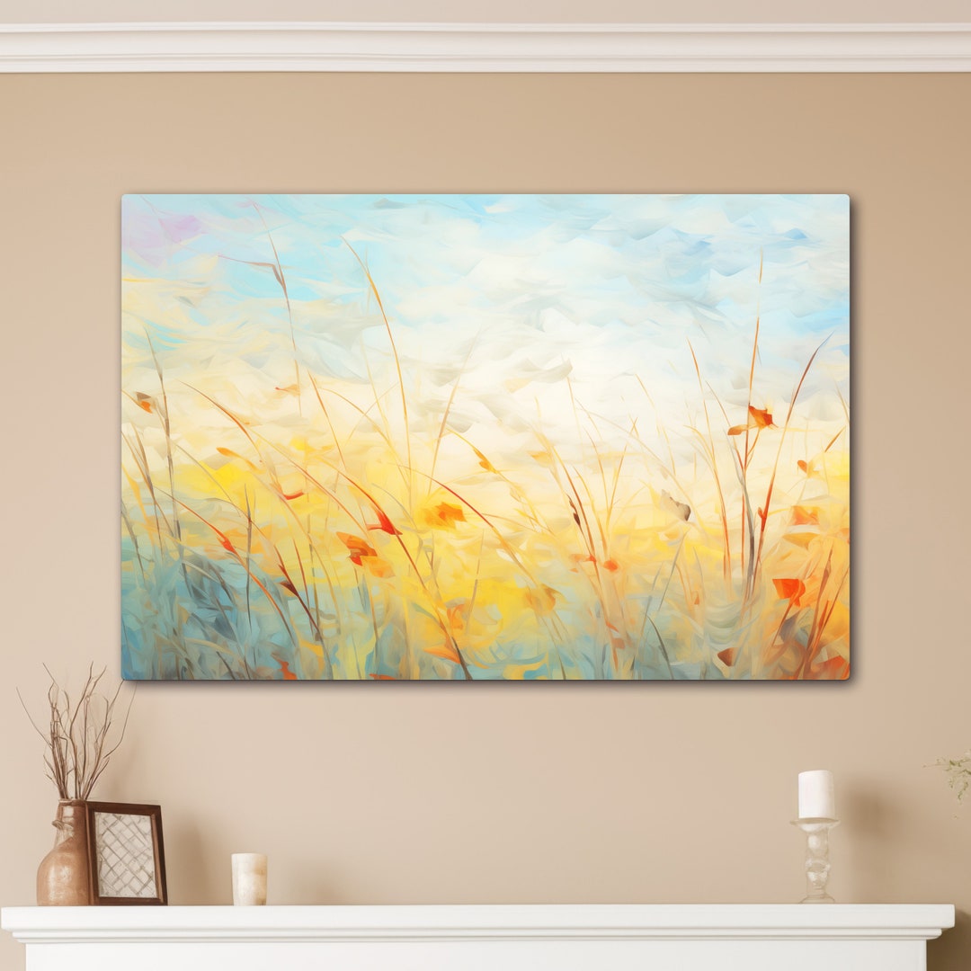 Hazy Wild Grass Canvas Print, Abstract Prairie Landscape Art - Etsy