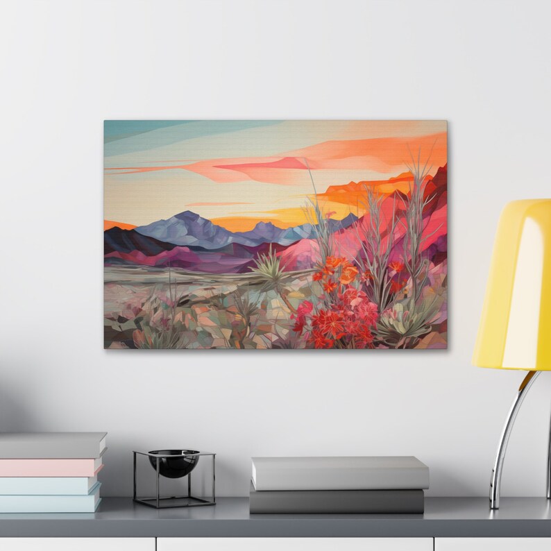 Vibrant Desert Landscape at Sunset, Desert Mountain Sunset Landscape ...