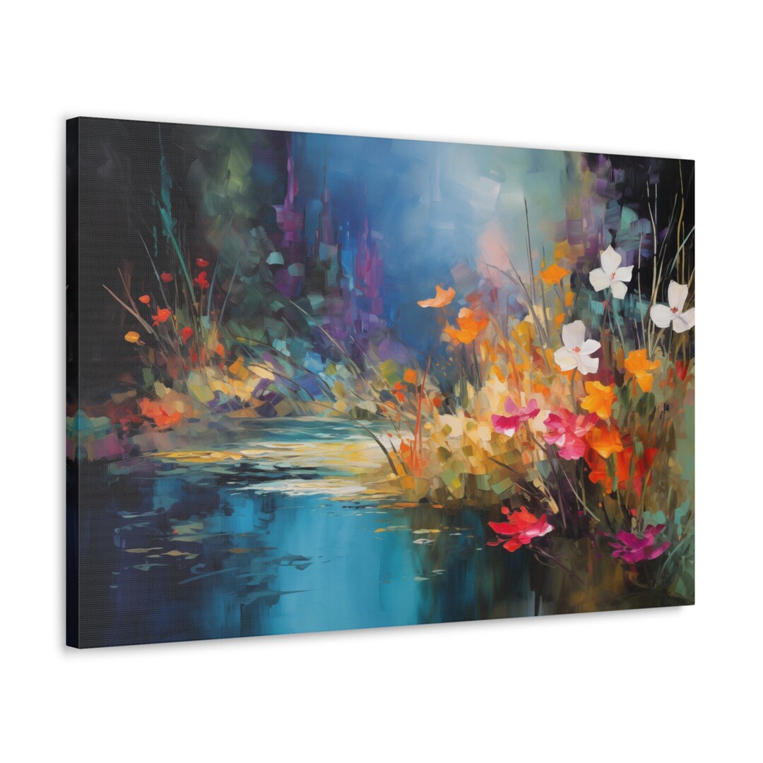 Spring Wildflowers Contrasted Against Dark Water as Evening Falls ...