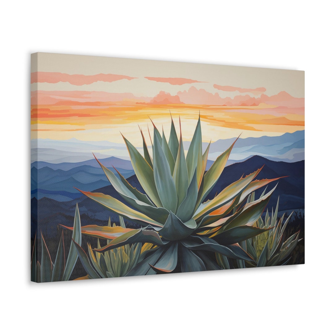 Agave Sunrise Desert Landscape, Cotton Canvas Wall Art - Etsy