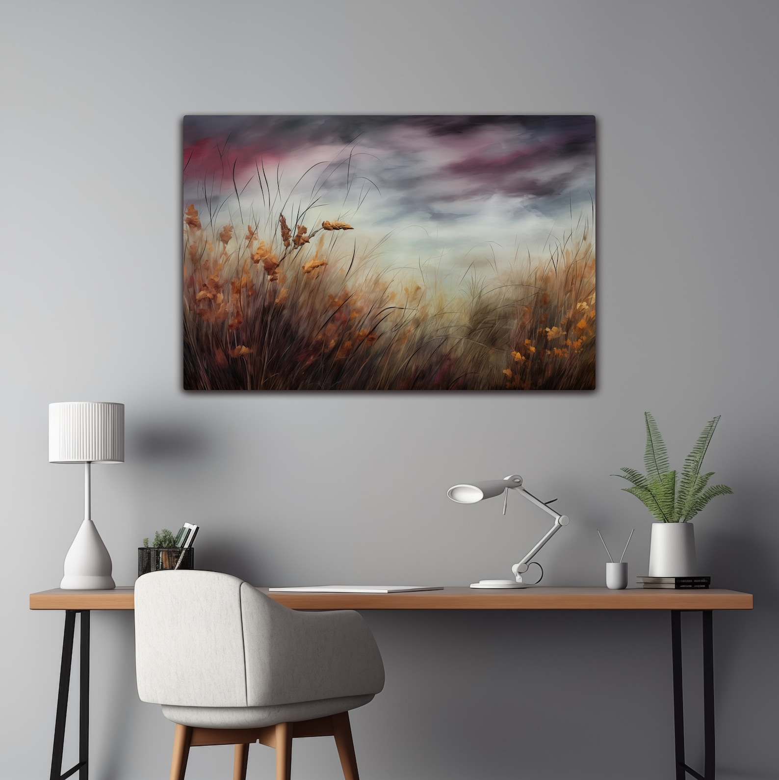Prairie on a Stormy Day, Abstract Prairie Art, Dreamy Landscape ...