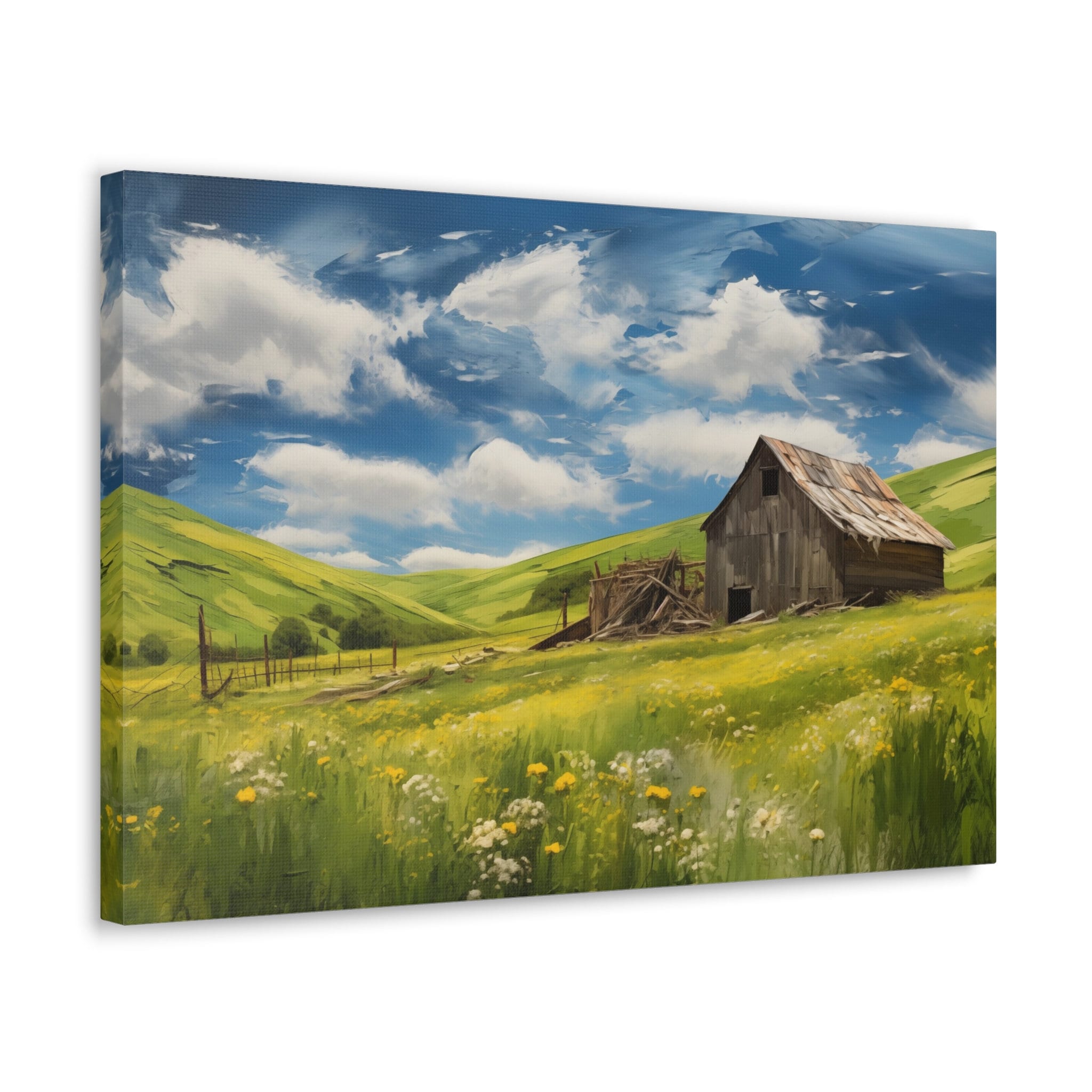 Rustic Barn Canvas Art, Rolling Hills Farmhouse Decor - Etsy