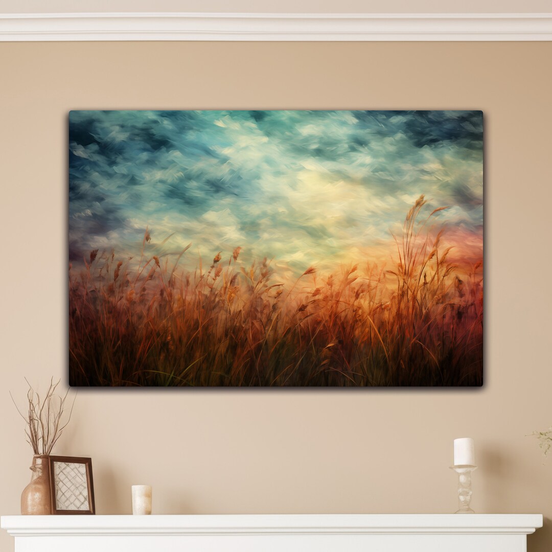 Moody Prairie Scene, Abstract Prairie Art, Dreamy Natural Landscape ...