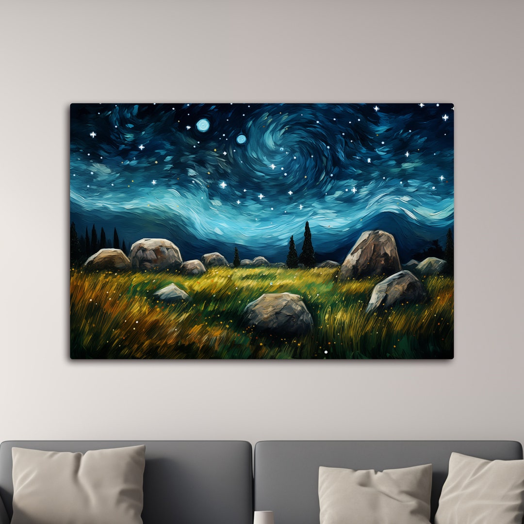 Van Gogh Style Starry Night Canvas Print, Post Impressionist Art - Etsy