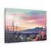 Desert Mountain Landscape at Sunset, Abstract Vintage Desert Sunset ...