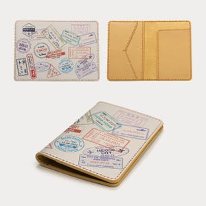 Personalized World Travel Stamps Visas Leather Passport Cover Holder ...
