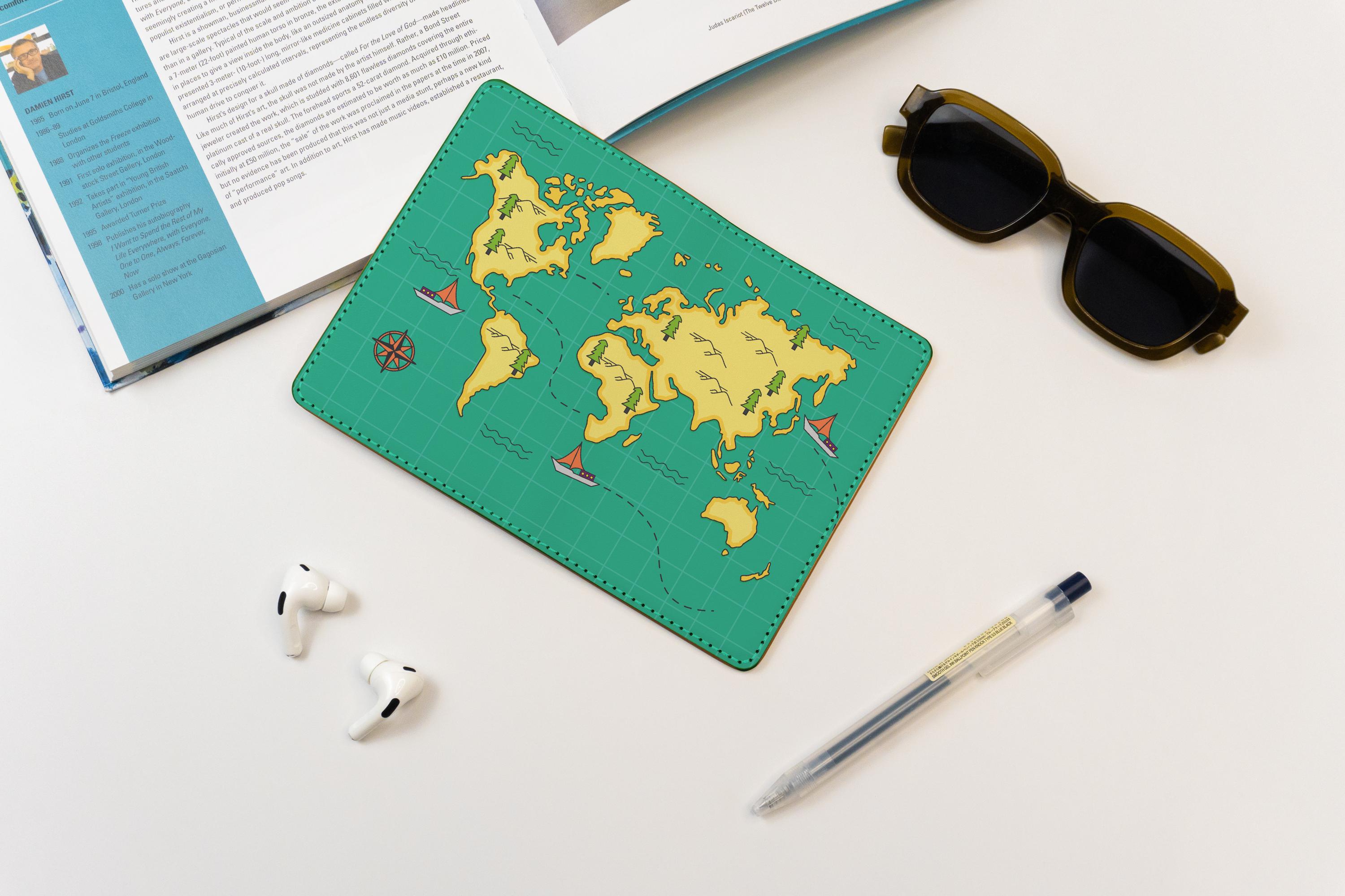 Personalized World Map 7 Leather Passport Cover - World Map Collection ...