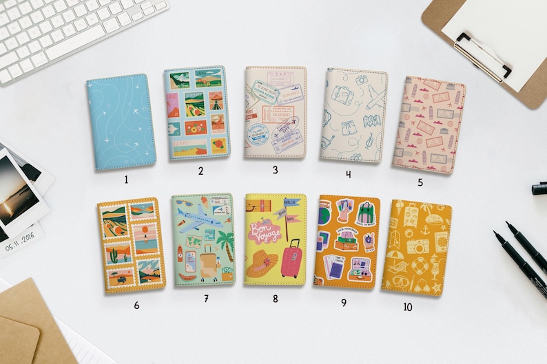 Personalized World Travel Stamps Visas Leather Passport Cover Holder ...