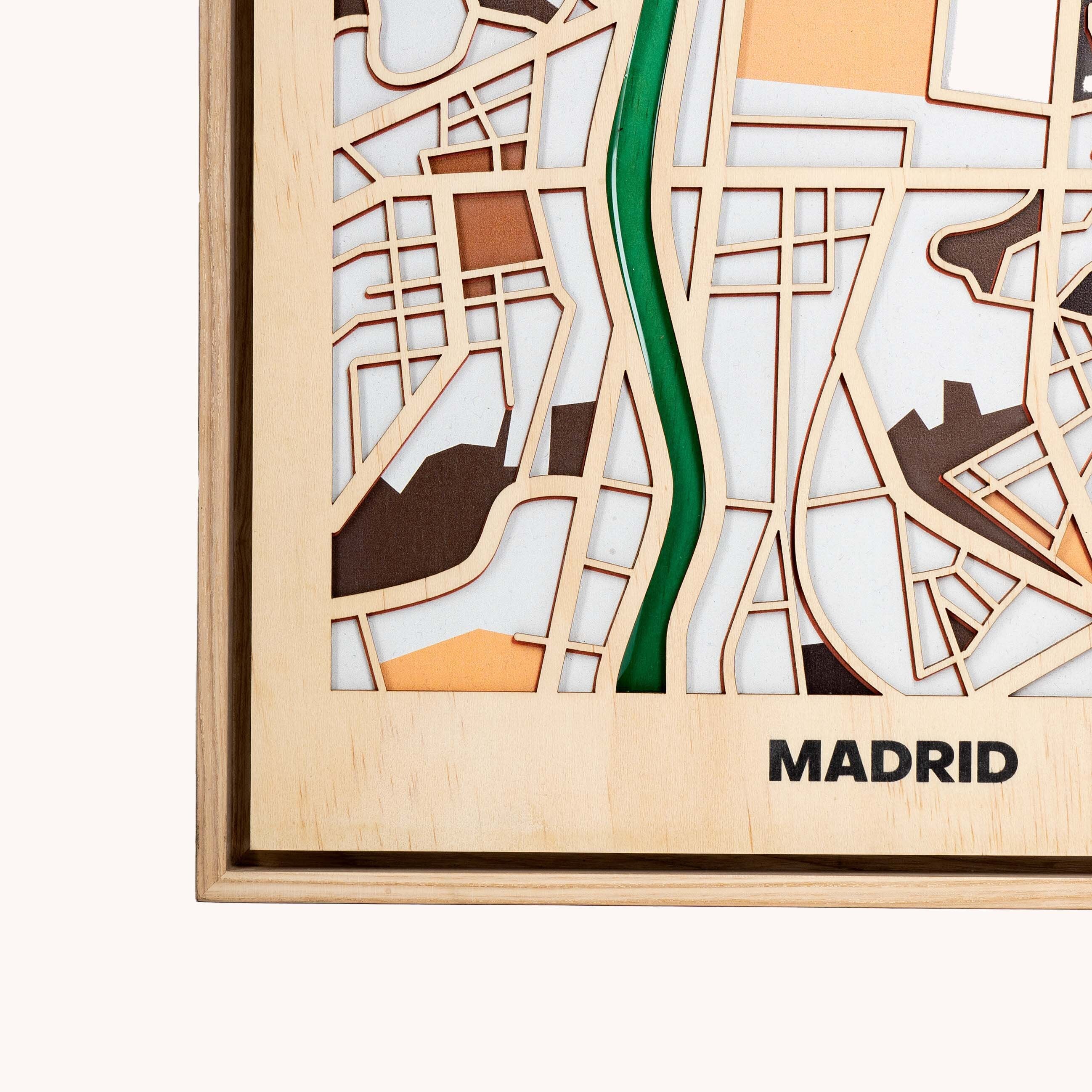 Marid Wooden City Map Modern Rustic Wall Decor Handcrafted Wooden Map ...