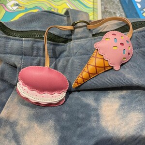 Donut Leather Bag Charm, Food Lover's Bag Decoration Key Chain ...