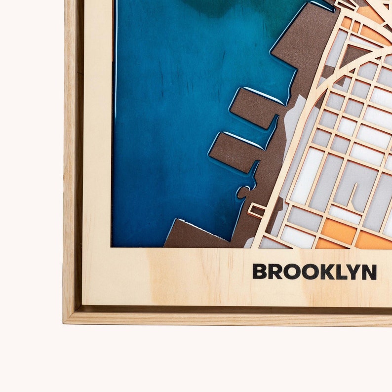 Brooklyn Wood Wall Art Map City, Housewarming Farewell Unique Gift ...