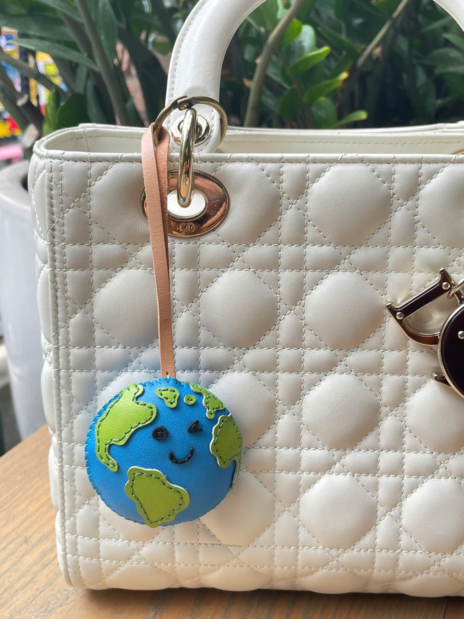 Cute Moon Leather Bag Charm, Earth and Cloud Car Accessories Key Chain ...