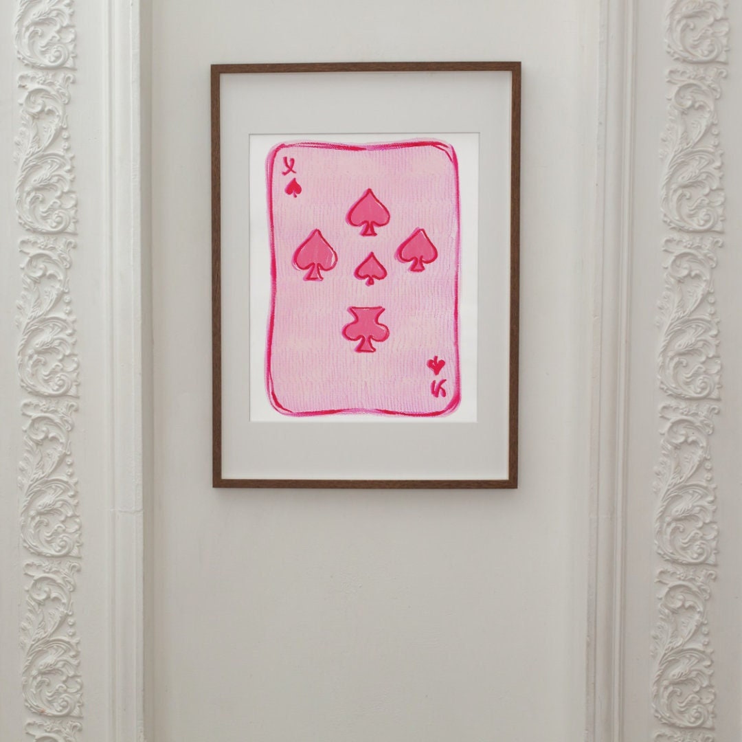Pink Playing Cards Pink Bows Digital Wall Art/poster Coquette Room ...