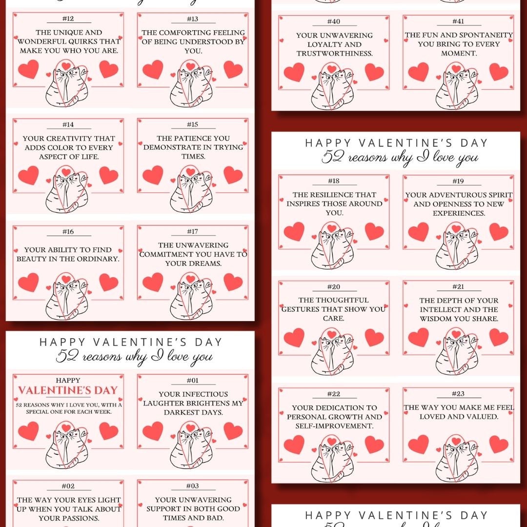 52 Things I Love About You | Valentines Day & Anniversary | Digital ...