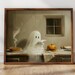 Cute Ghost Kitchen Wall Art, Baking Ghost, Halloween Art Print, Pumpkin ...