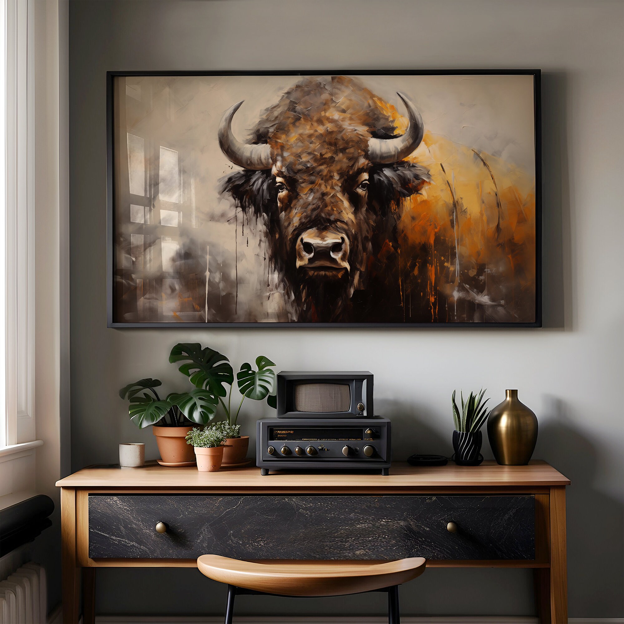 Samsung Frame TV Art Bison Frame TV Art Buffalo Frame Tv Art Farmhouse ...