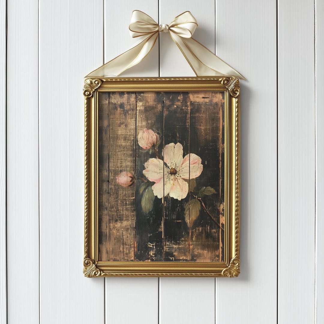 Rustic Flower Wall Art, PRINTABLE Farmhouse Decor, Vintage Cottage Chic ...