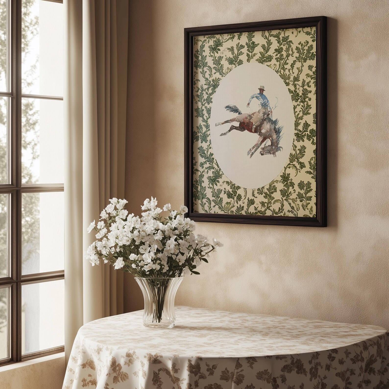 Cowboy Art Print, Vintage Cottagecore Wall Decor, Nancy Meyers ...