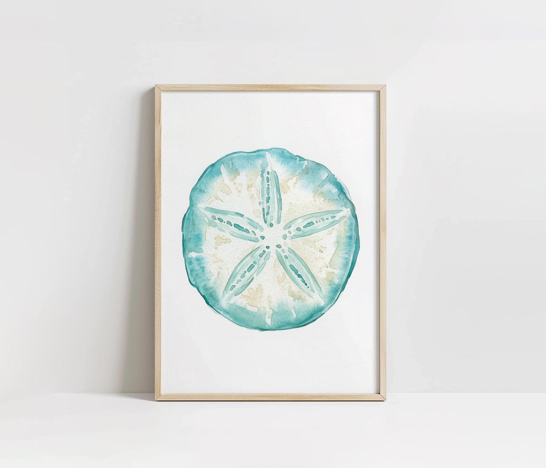 Green Sand Dollar Shell Print, PRINTABLE Beachy Home Decor, Nancy ...