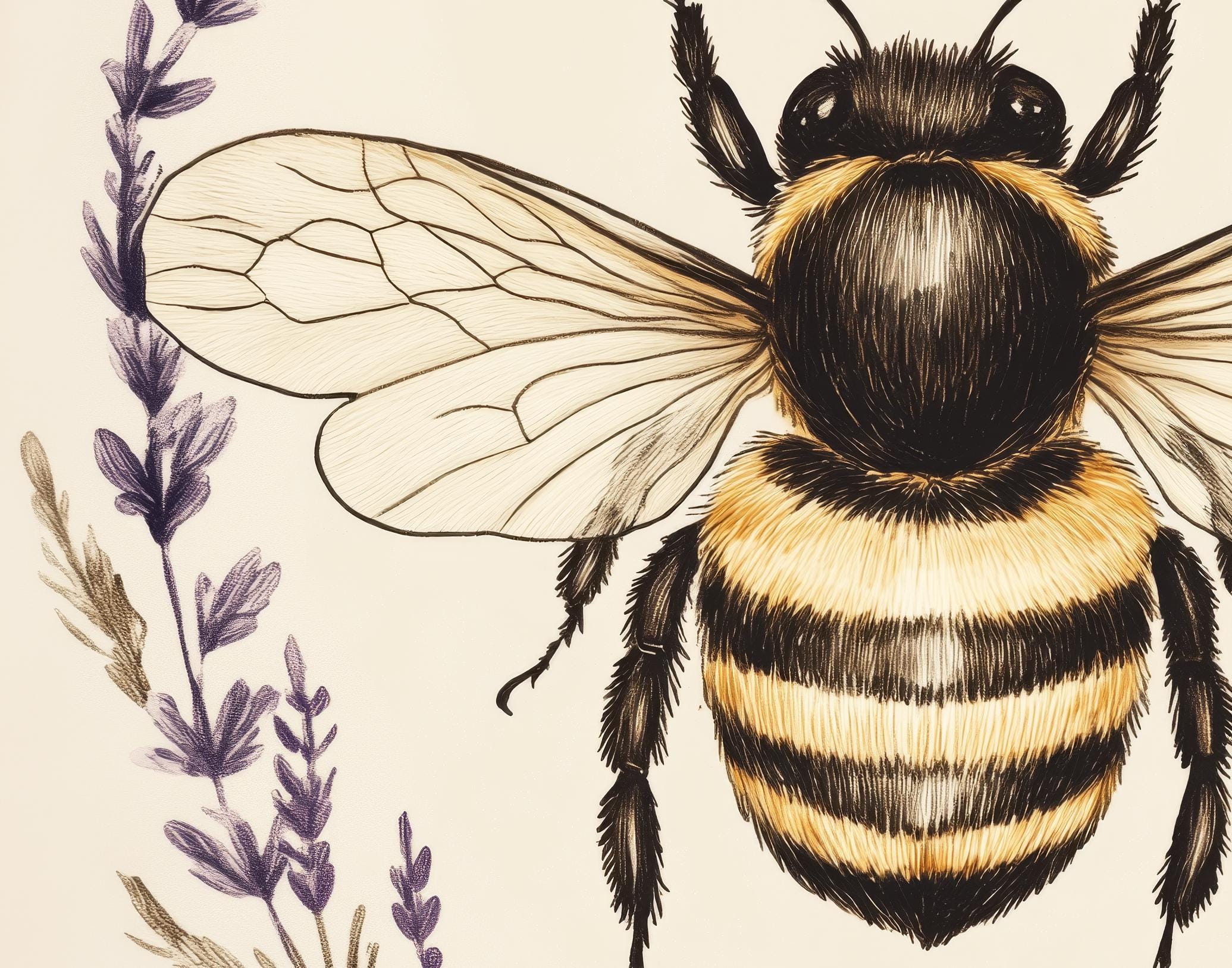 Vintage Cottagecore Bee Wall Art, PRINTABLE Country Honeybee Botanical ...