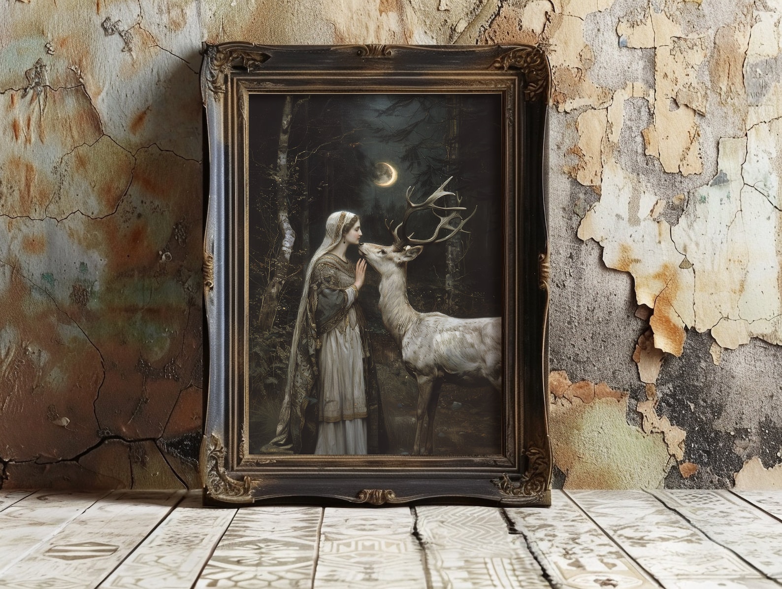 Printable Deer Painting, Fantasy Wall Art, Woodland Painting, Farmhouse ...