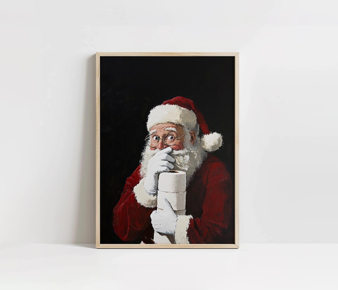 Printable Stinky Bathroom Christmas Art, Santa Claus, Funny Bathroom ...