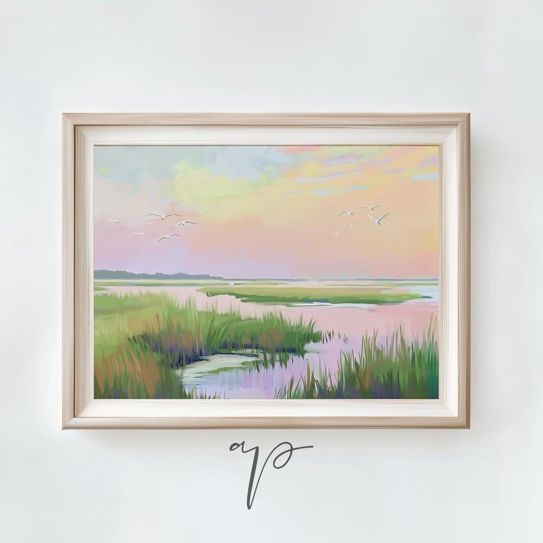 Coastal Marsh Landscape Wall Art | PRINTABLE Pastel Beach House ...