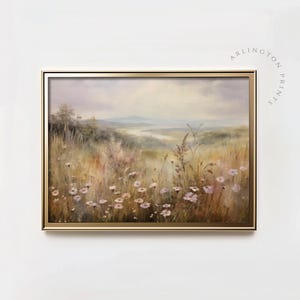 Spring Meadow Painting, Wildflower Field, Cottage Core, Farmhouse Art ...