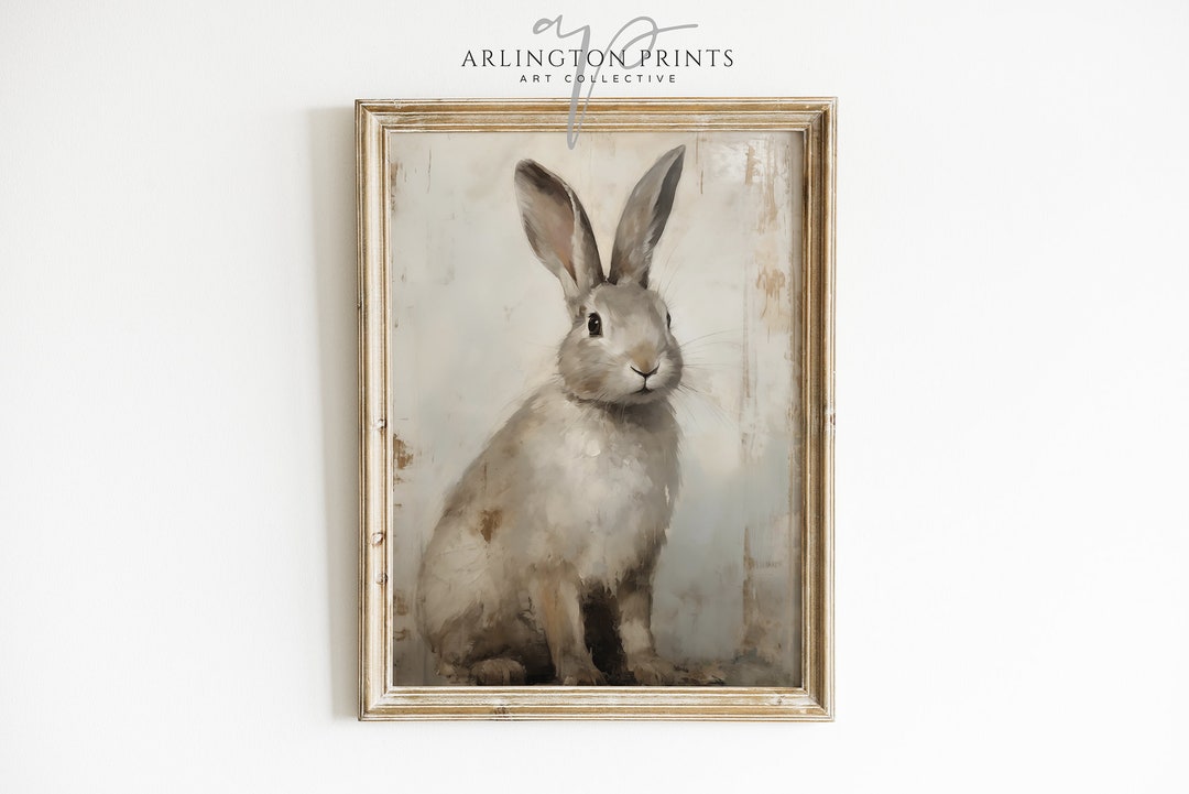 Vintage Rabbit Print Bunny Rabbit Painting Vintage PRINTABLE Wall Art ...