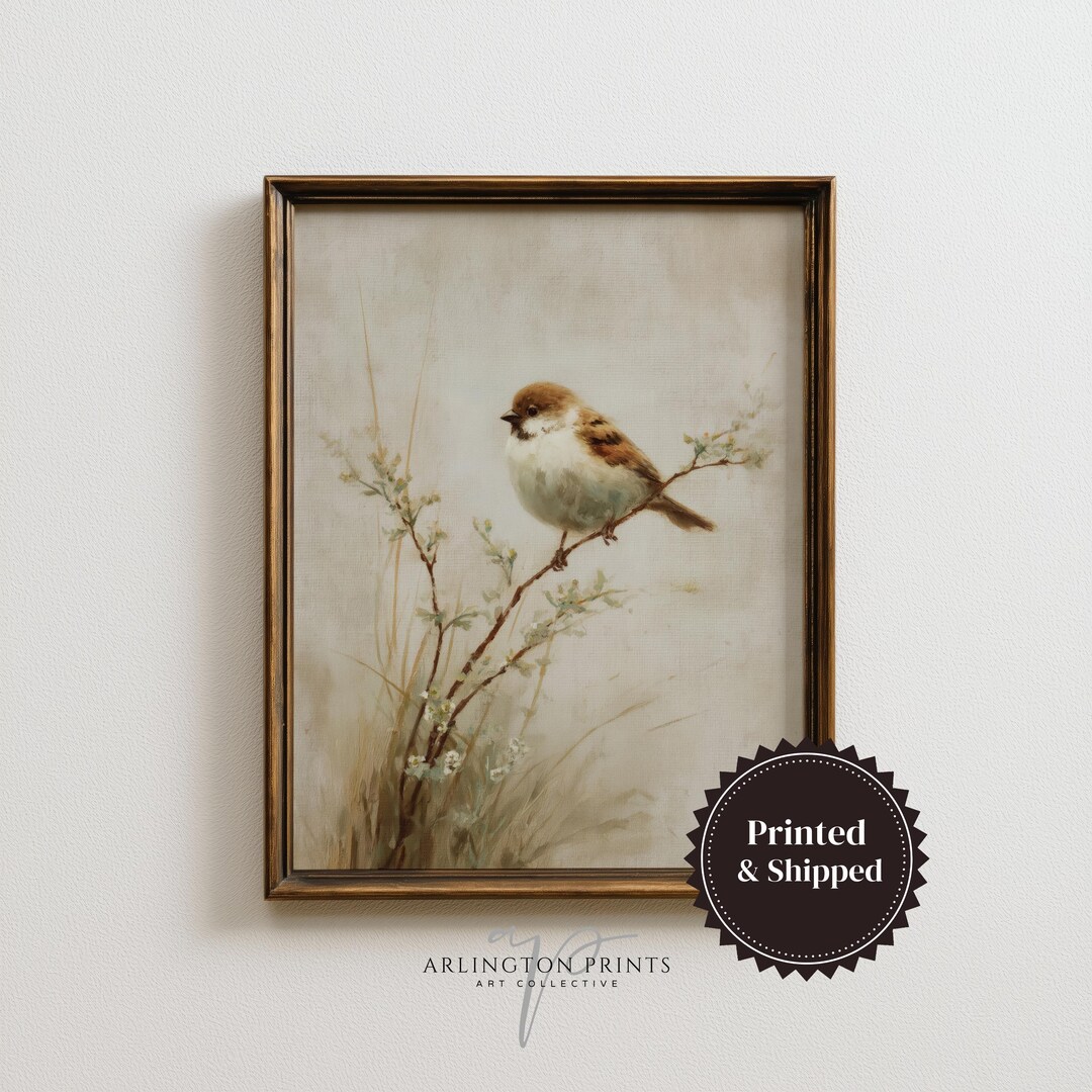 Spring Songbird Art Print, UNFRAMED Vintage Bird Illustration, Soft ...